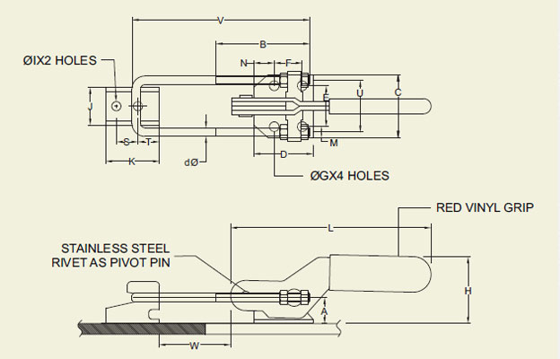 PULL ACTION CLAMP- LATCH TYPE - HORIZONTAL CUM VERTICAL