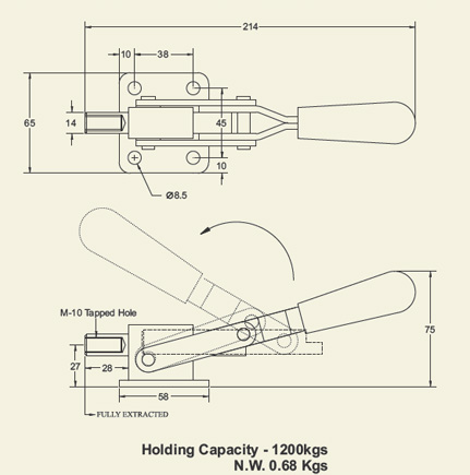 PUSH / PULL ACTION TOGGLE CLAMP - REVERSE HANDLE - MODEL PAR-14