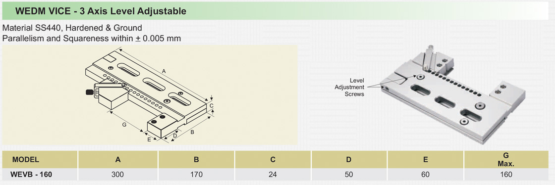 WEDM Vice - 3 Axis Level Adjustable